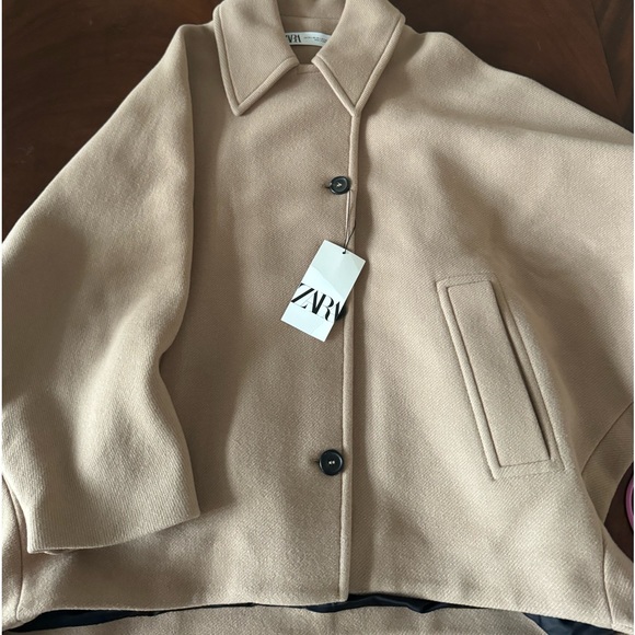 Zara | Jackets & Coats | Zara Cropped Oversized Wool Coat Camel Tan | Poshmark